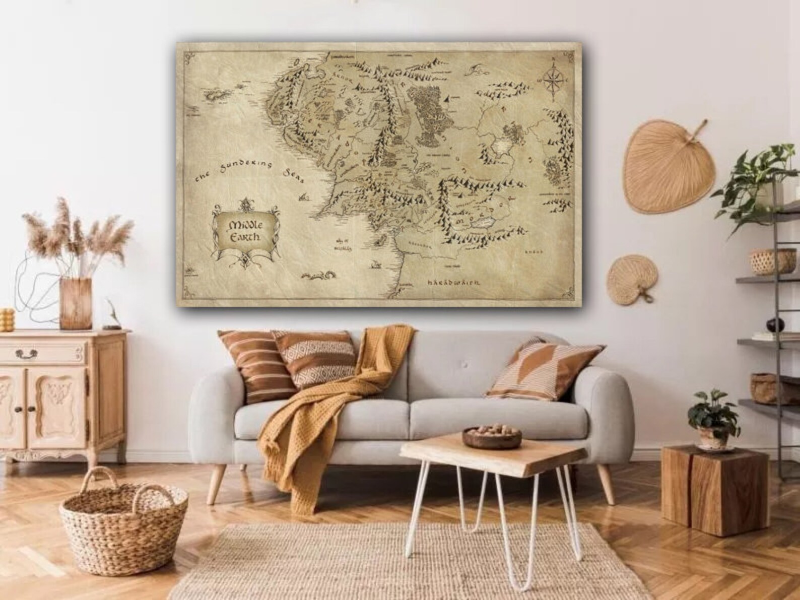 Middle Earth Canvas Print Lord of Rings Map Wall Art Map Wall Decor ...