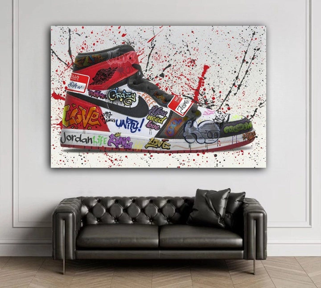 Jordan Graffiti Canvas Wall Art, Air Jordan Canvas Wall Art, Jordan 1 ...