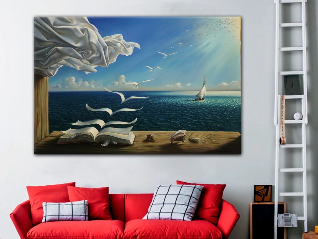 Salvador Dali - Book to Birds, Reproduction Canvas Home Decor, Dali ...