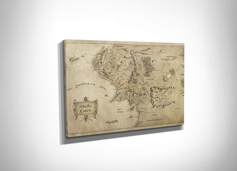 Middle Earth Canvas Print - Lord of Rings Map Wall Art - Map Wall Decor ...