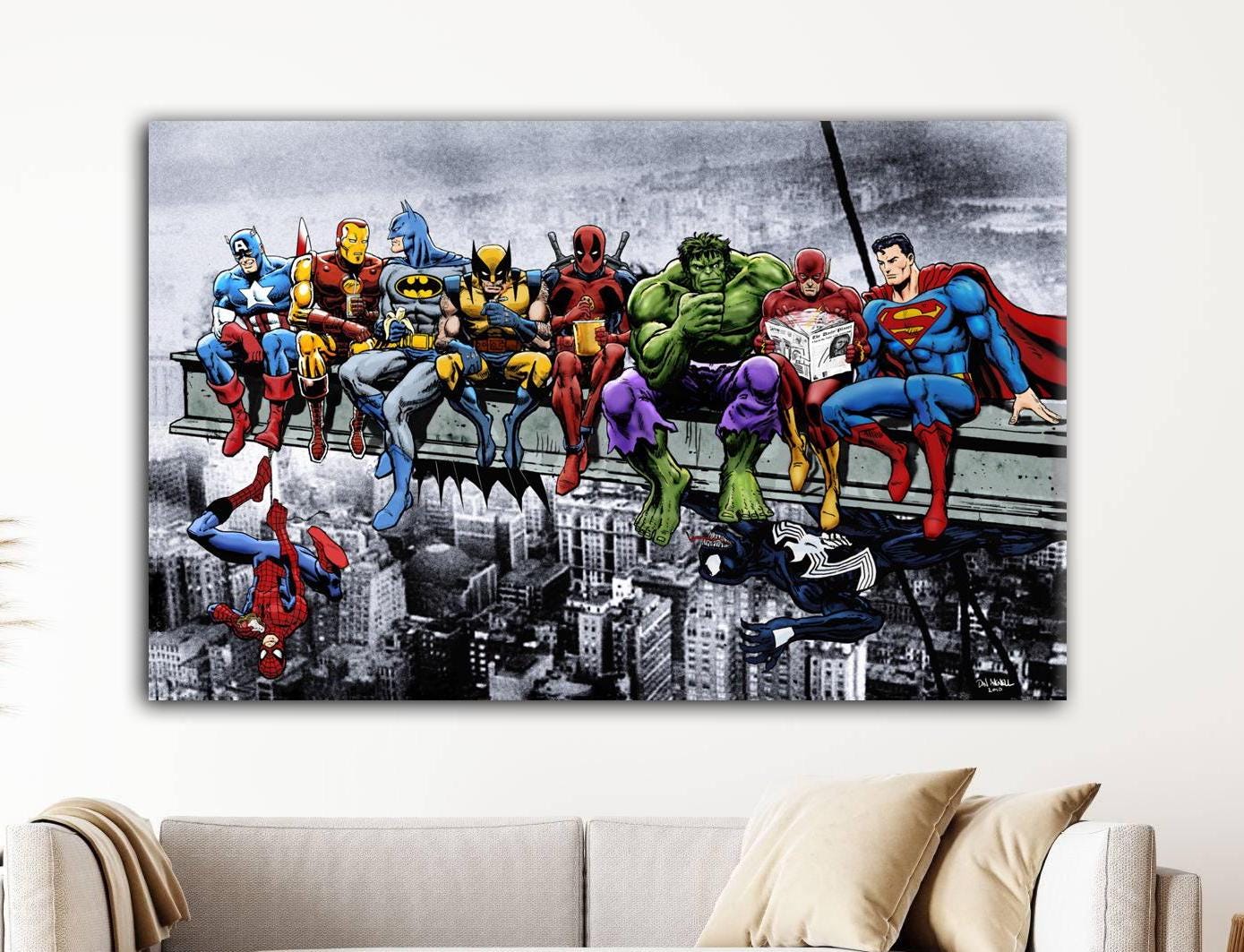Marvel Poster, Marvel & DC Superheroes Lunch Atop A Skyscraper, Large ...