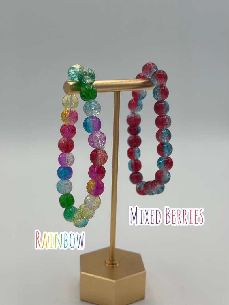 8mm Glass Bead Bracelet, Multi-color + Pastel Ombré Bracelets, Elastic ...