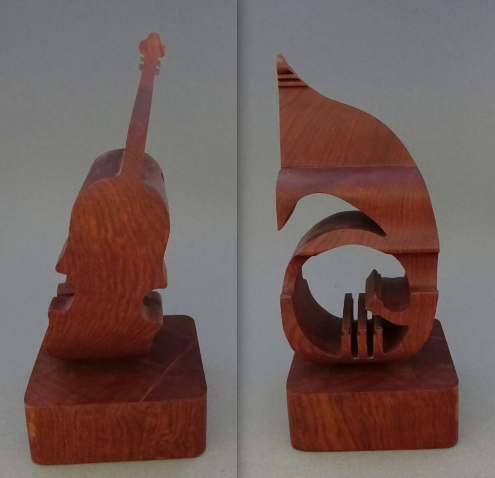 Dual Art Wood Carving: 2 Figures in 1 Vintage Music Sculpture. - Etsy