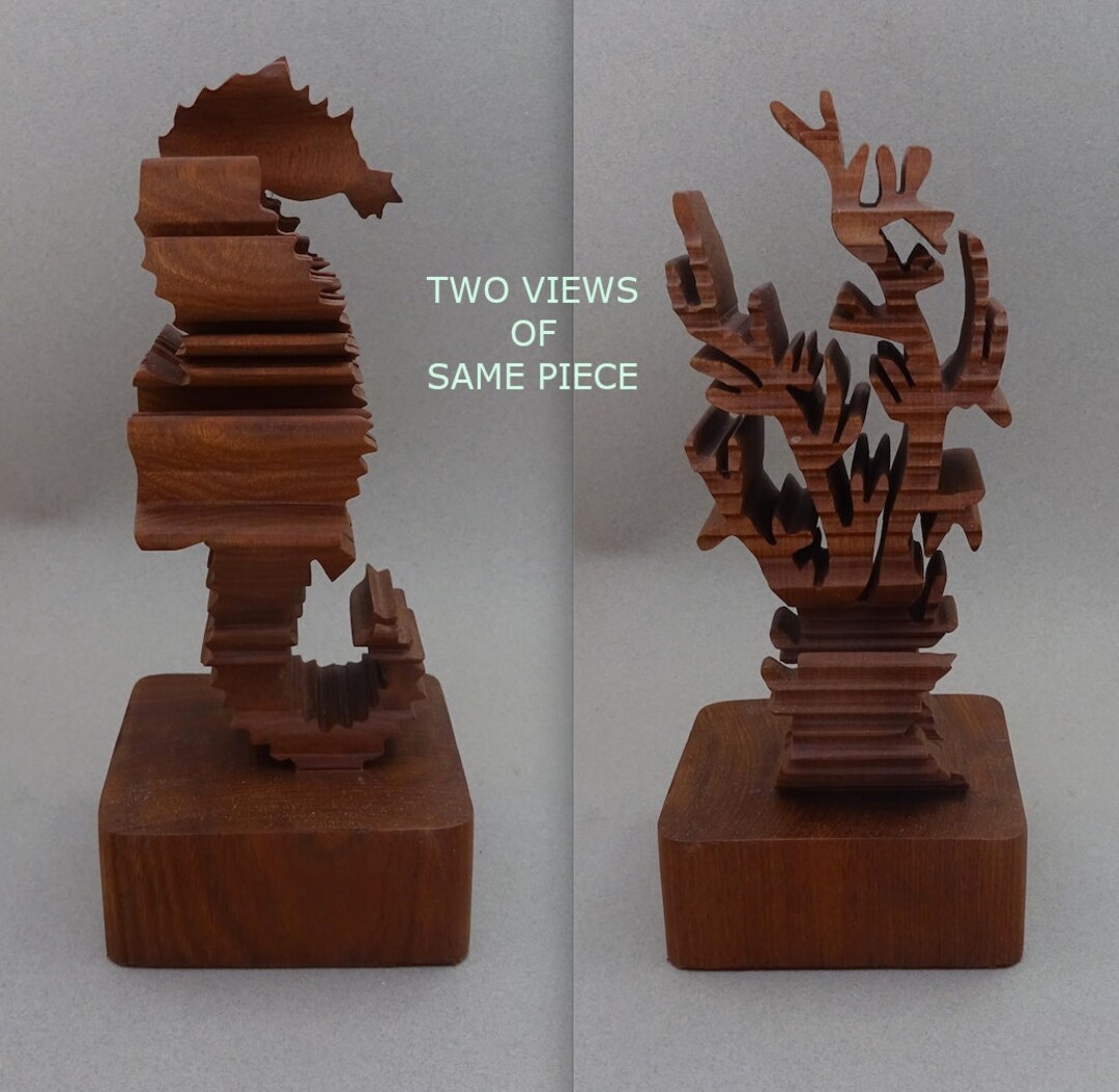 Dual Art Wood Carving: 2 Figures in 1 Vintage Sculpture - Etsy