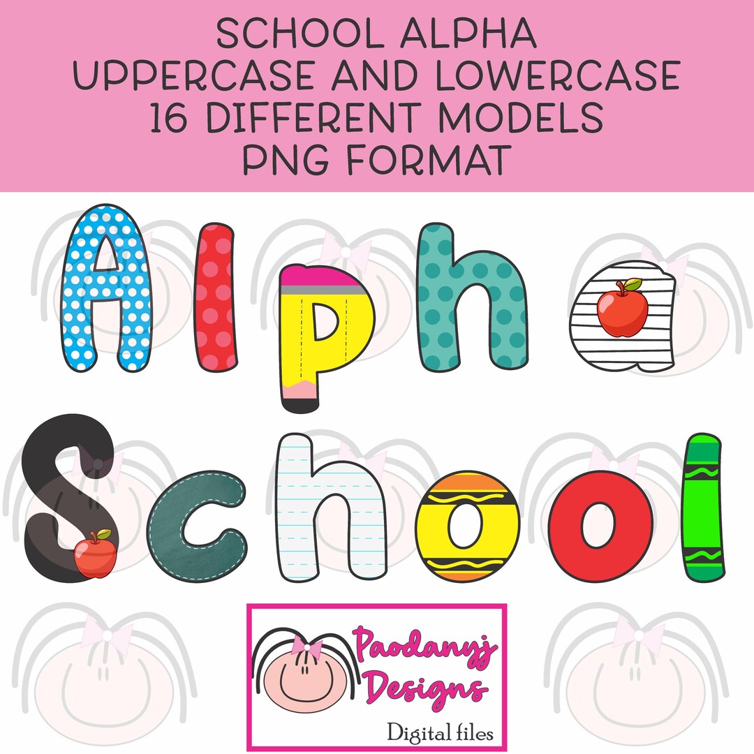 School Alphabet Clipart: 16 PNG Designs (digital Download) - Etsy