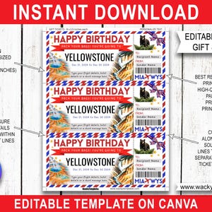 YELLOWSTONE Editable Boarding Pass Ticket Template Voucher Surprise ...