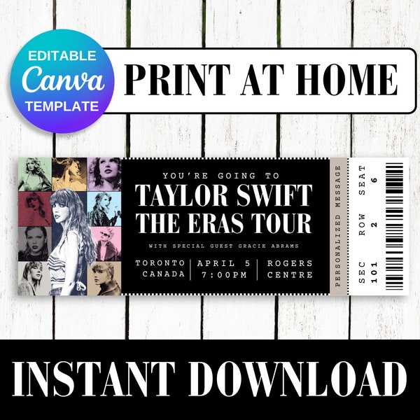 The Eras Tour Printable Tickets - Etsy