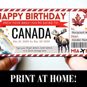 CANADA Editable Boarding Pass Ticket Template Voucher Surprise Trip ...