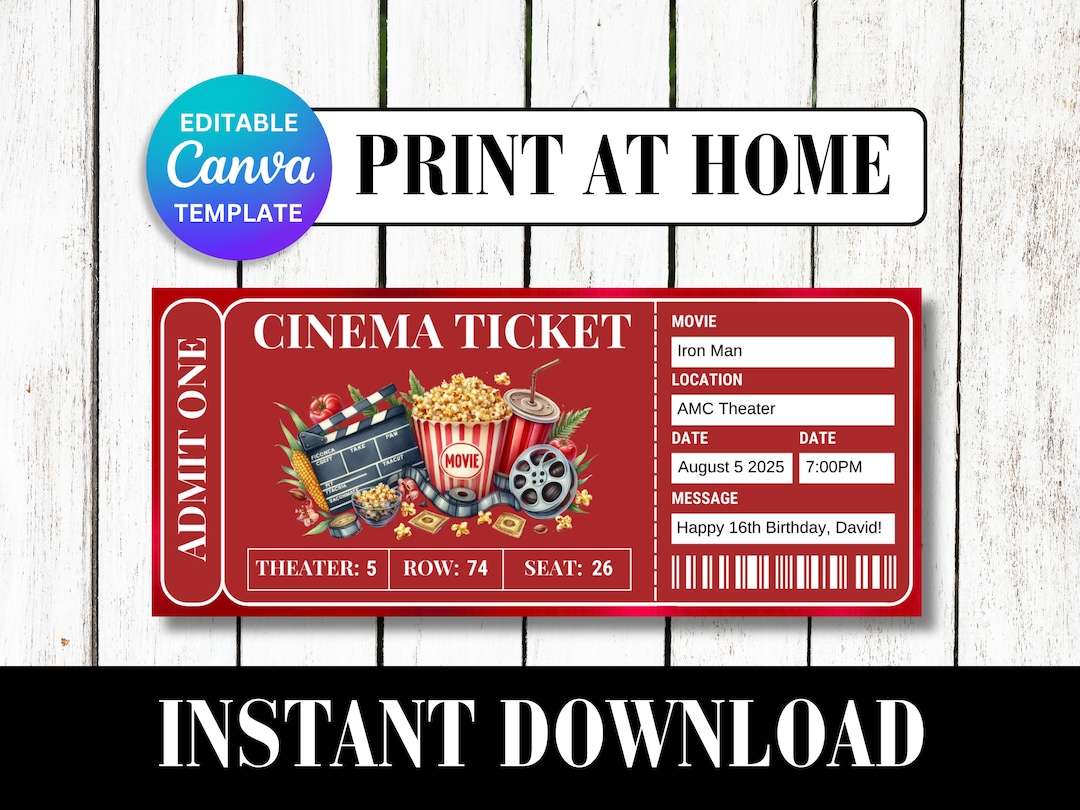 CINEMA MOVIE NIGHT Film Theater Surprise Gift Reveal Voucher | Date ...