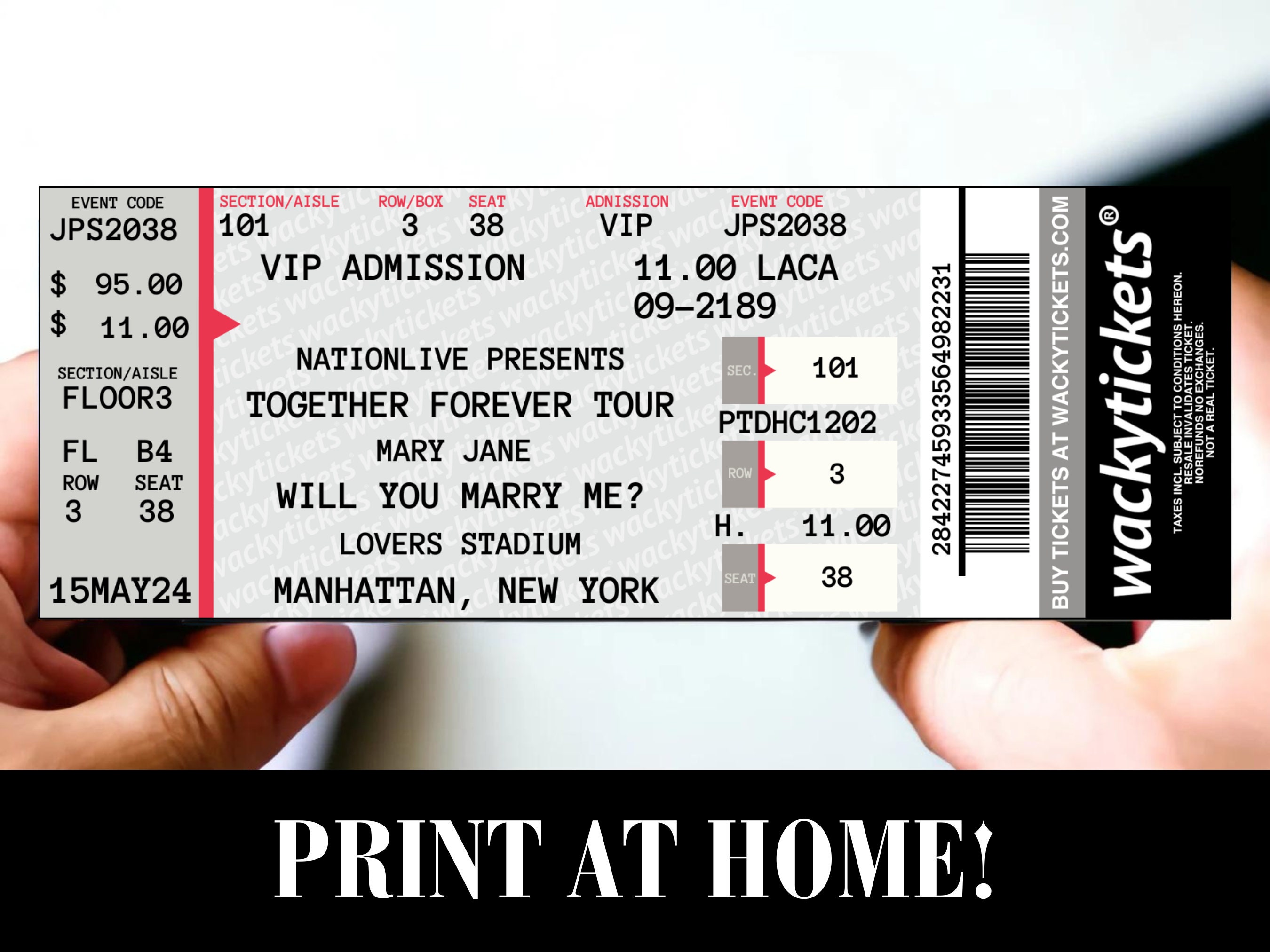 Will You Marry Me Proposal | Ticketmaster Classic Concert Ticket Stub ...