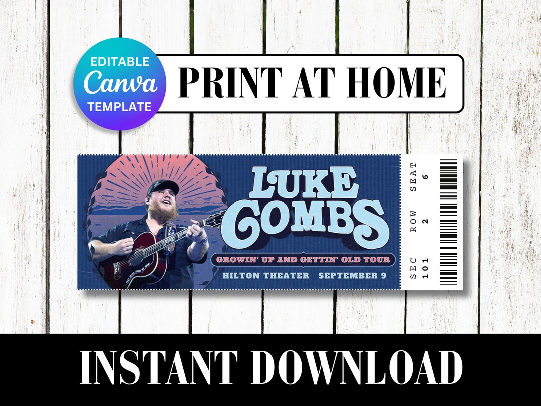 Luke Growin' up and Gettin' Old Tour Combs Concert Ticket Stub Custom ...
