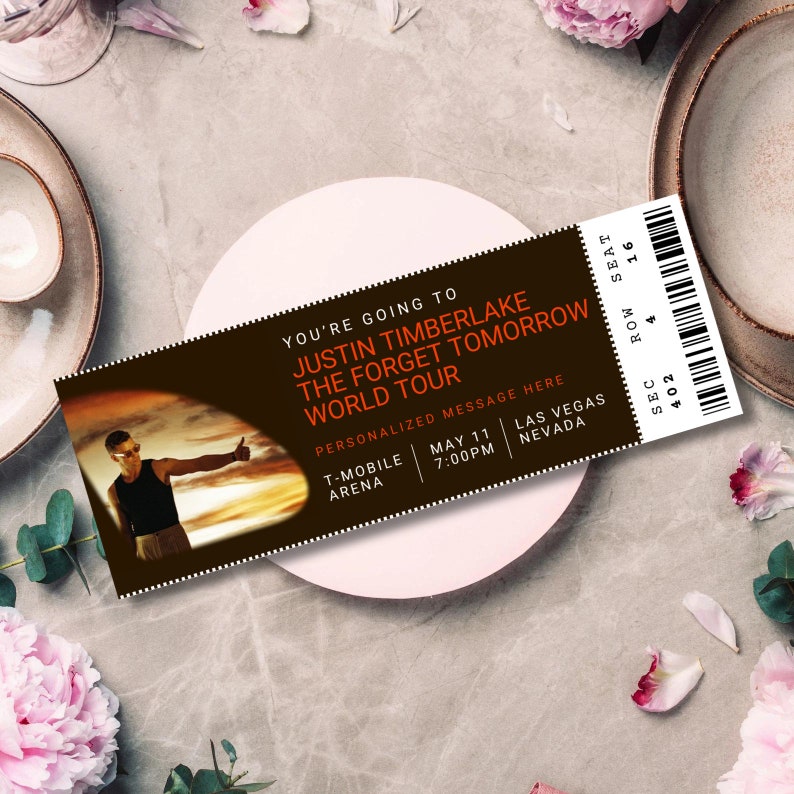 Justin Timberlake the Forget Tomorrow World Tour Concert Ticket Stub ...