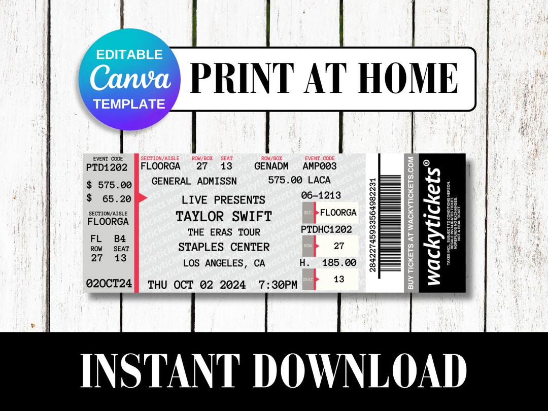 Taylor Swift the Eras Tour Classic Ticketmaster Concert Ticket Stub ...