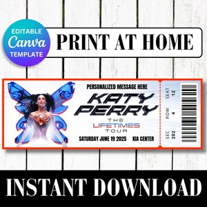 Katy the Lifetimes Perry Tour Print Concert Ticket Stub Custom Event ...