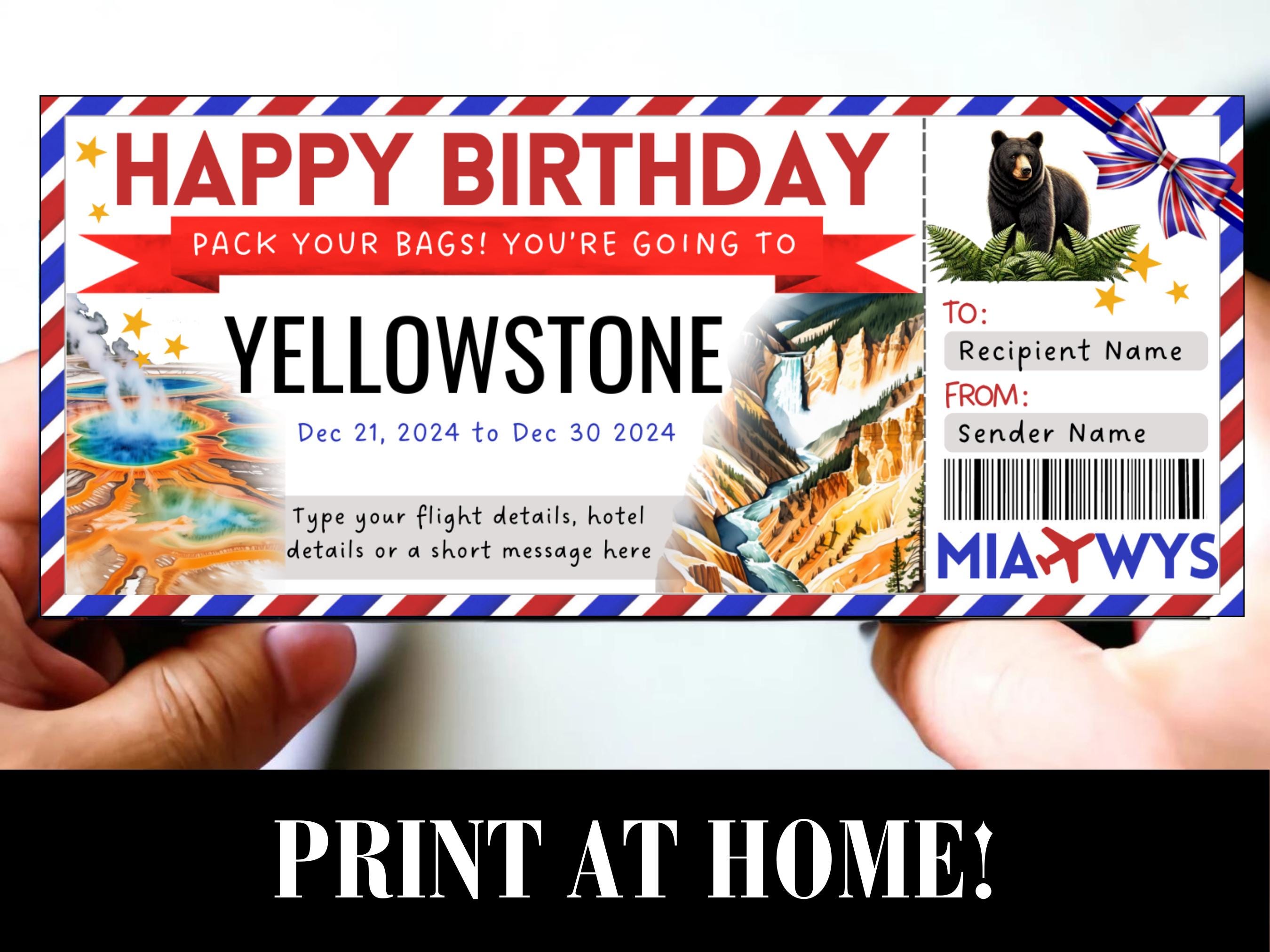 YELLOWSTONE Editable Boarding Pass Ticket Template Voucher Surprise ...