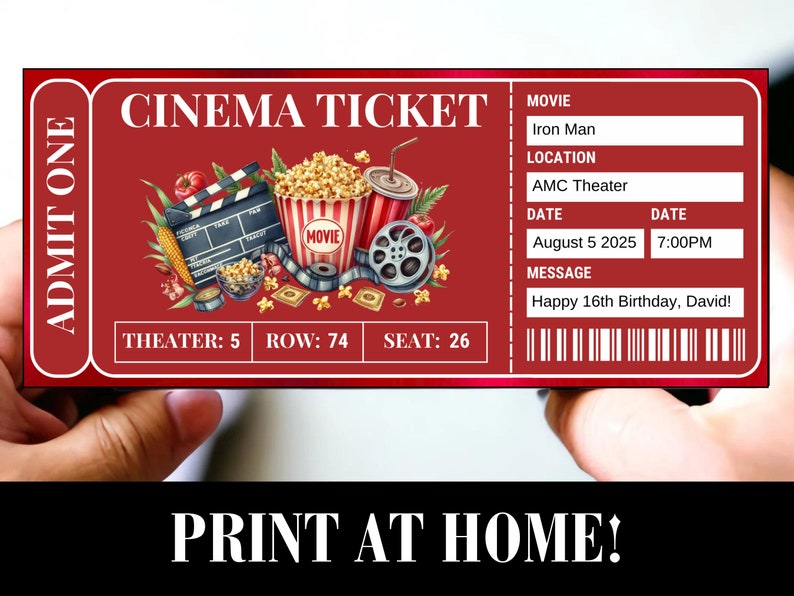 CINEMA MOVIE NIGHT Film Theater Surprise Gift Reveal Voucher | Date ...