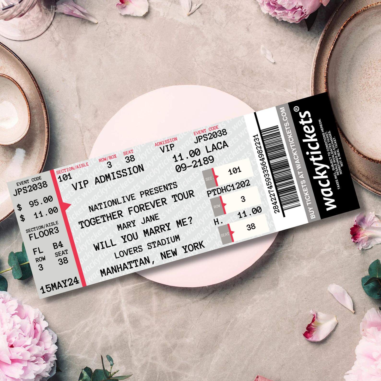 Will You Marry Me Proposal | Ticketmaster Classic Concert Ticket Stub ...