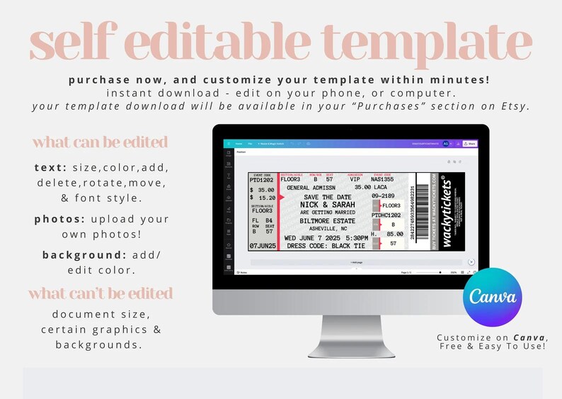 Wedding Save the Date | Ticketmaster Style Concert Ticket Stub ...