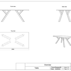 Rectangular Dining Table Plan, Industrial Furniture, Metric Dimensions ...