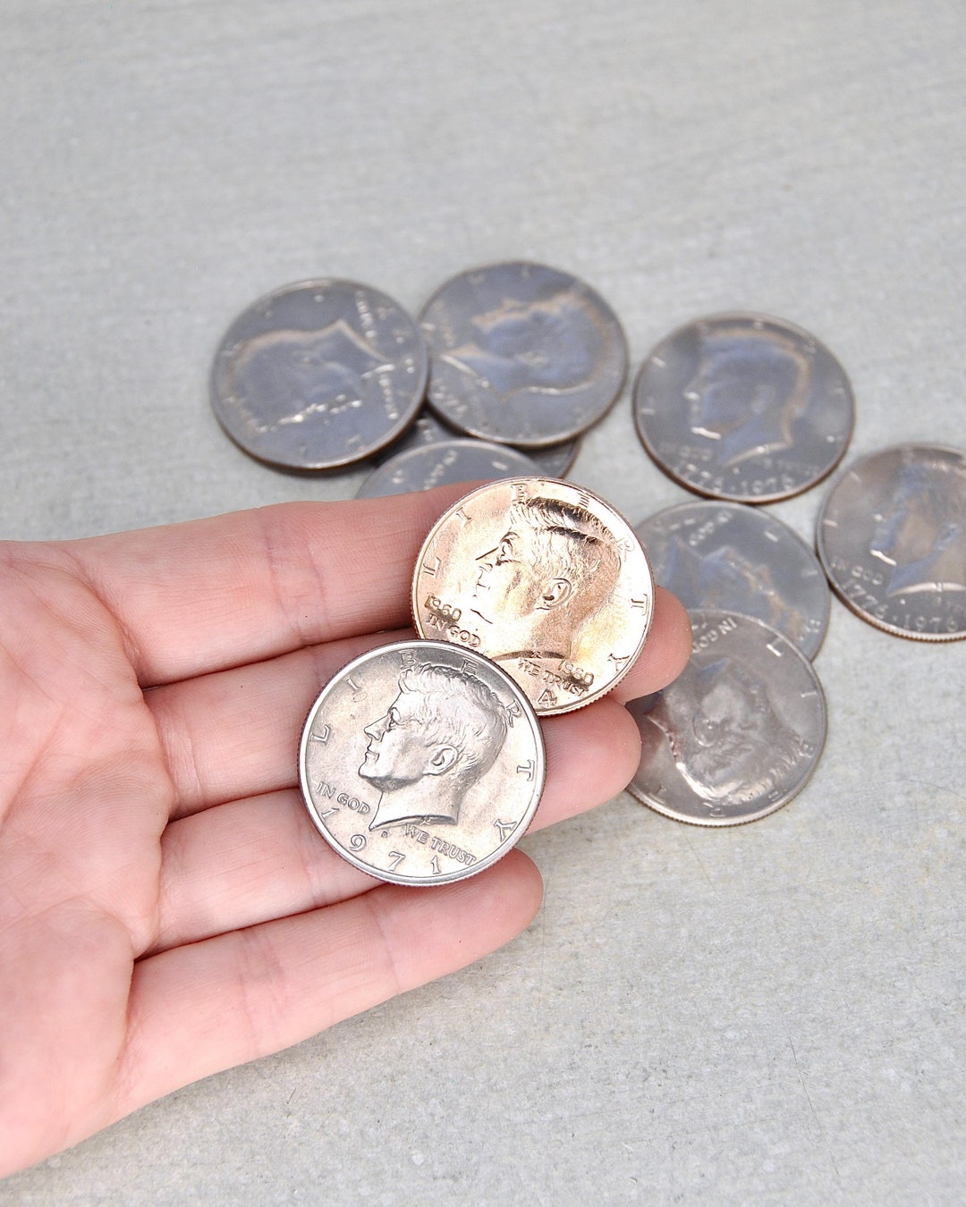 11 Vintage JFK Coin Lot John F. Kennedy Half Dollar Coins 1971, 1972 ...
