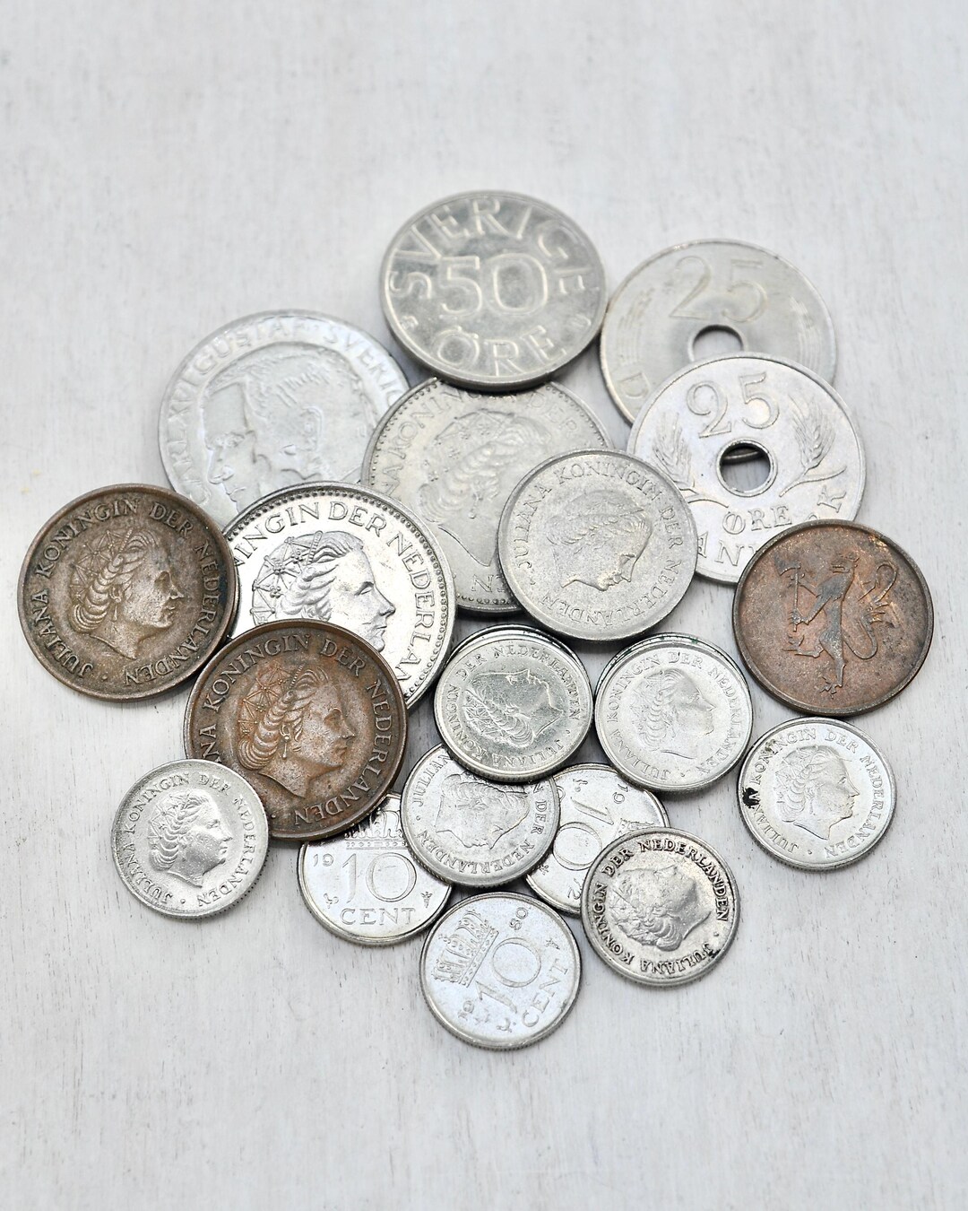 21 Vintage Netherlands Coin Lot - and Scandinavian Coins - Denmark ...