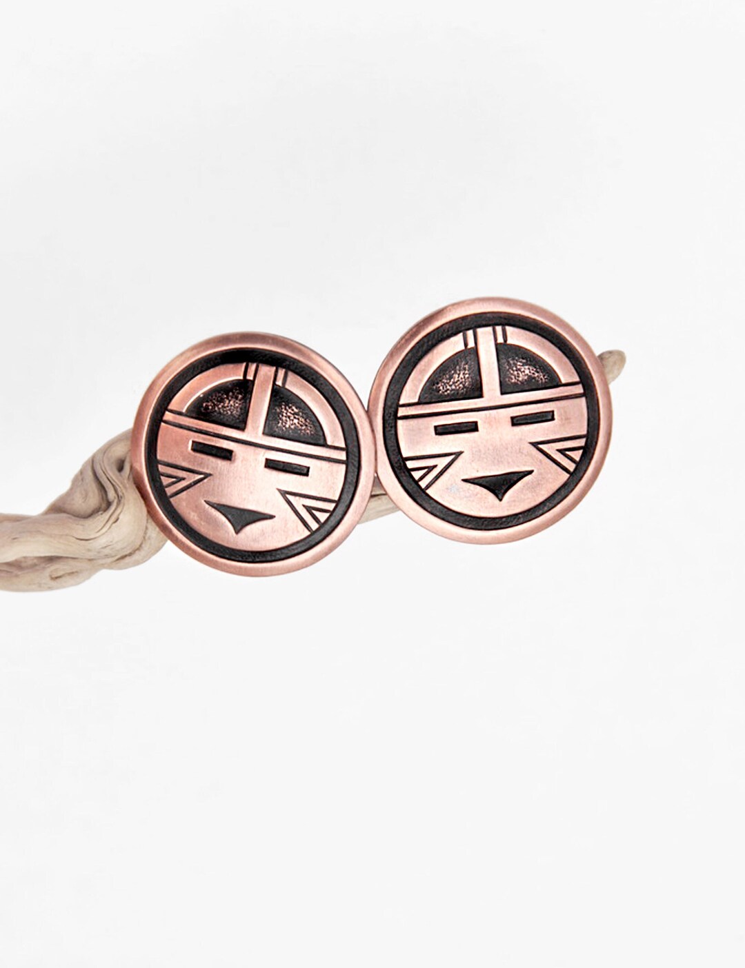 Vintage Copper Kachina Earrings Round 1 Southwestern Hopi Native ...