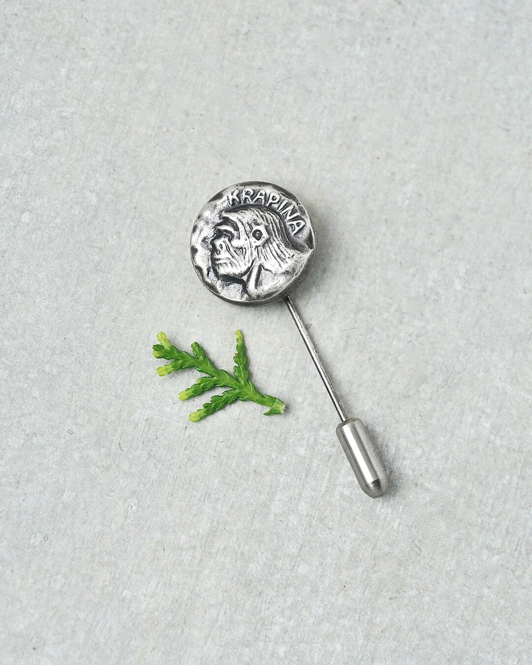 Vintage Neanderthal Stickpin - Prehistoric Stone Age Man Round Coin ...