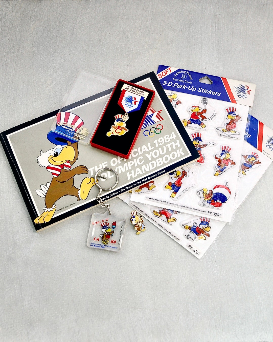 6 Vintage 1984 LA Olympics Souvenirs Sam the Eagle Mascot Youth ...