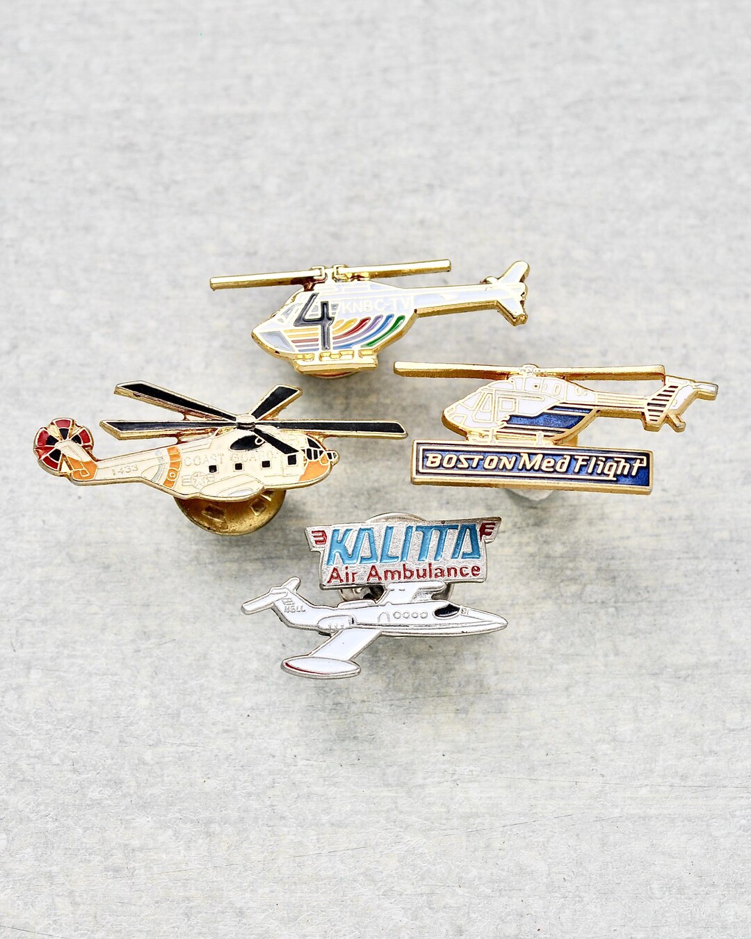 4 Vintage Aircraft Pins - Enamel Coast Guard, Boston Medflight, KNBC ...