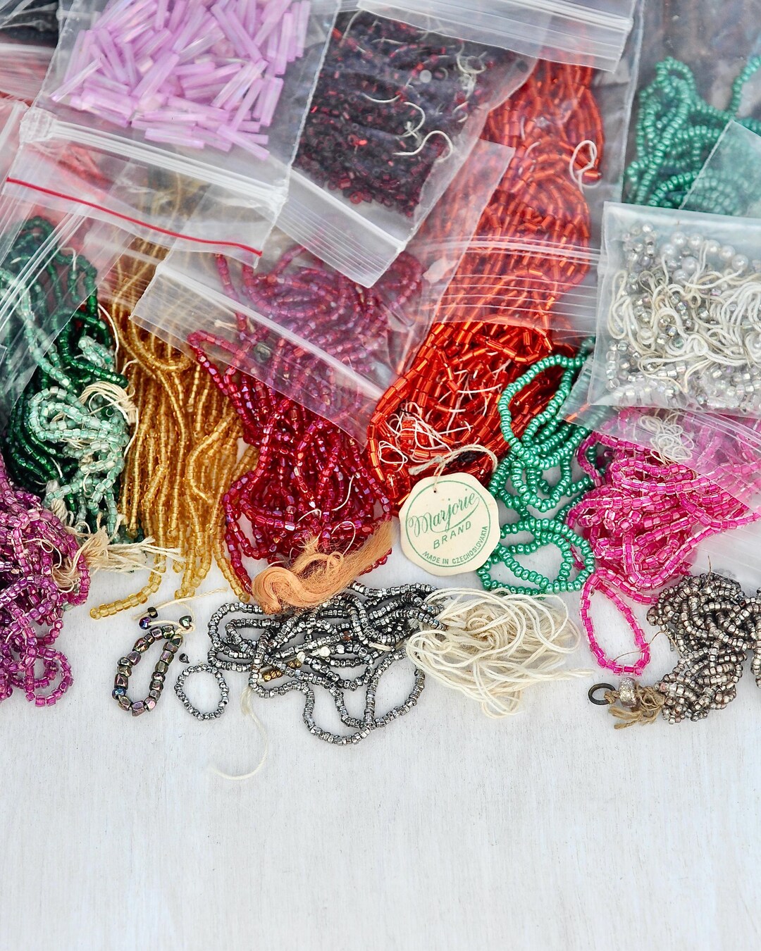 Vintage Seed Bead Lot - Antique Hanks, Strands, Steel Cut, Bugle, Micro ...