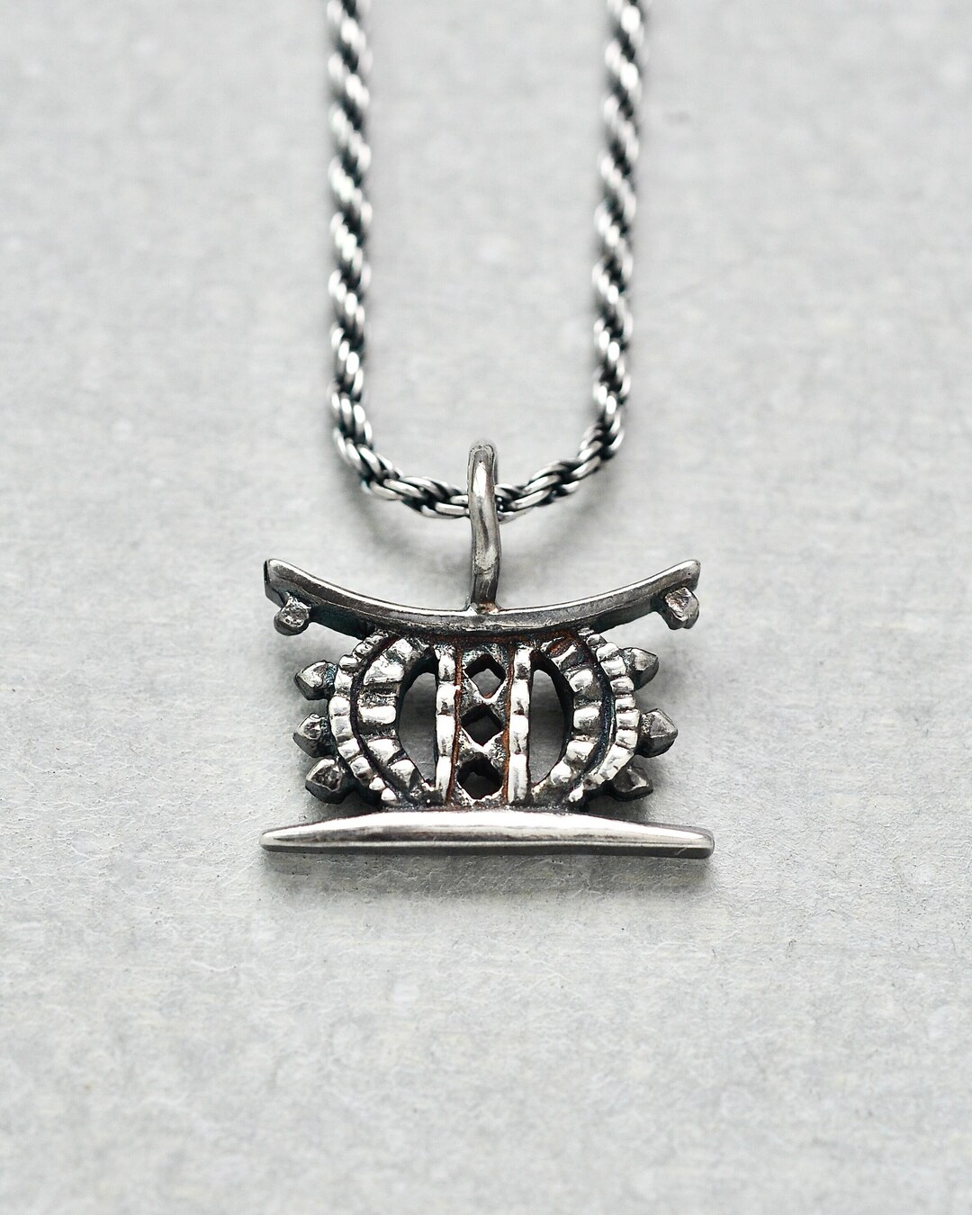 Vintage Ohene Adwa Necklace Sterling Silver African Adinkra Symbol ...