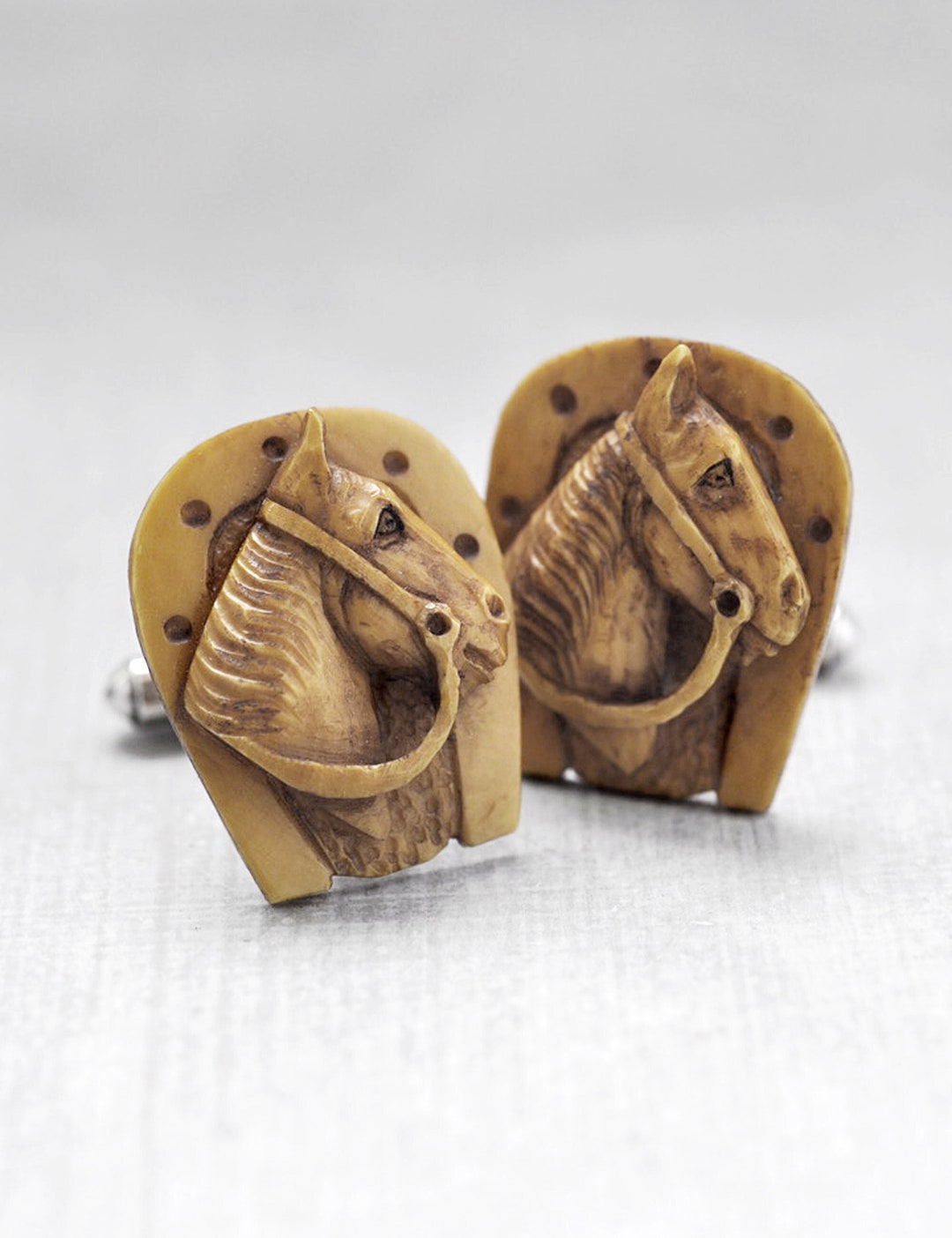 Sale! Vintage Bone Sterling Silver Cufflinks - Hand Carved Bone ...