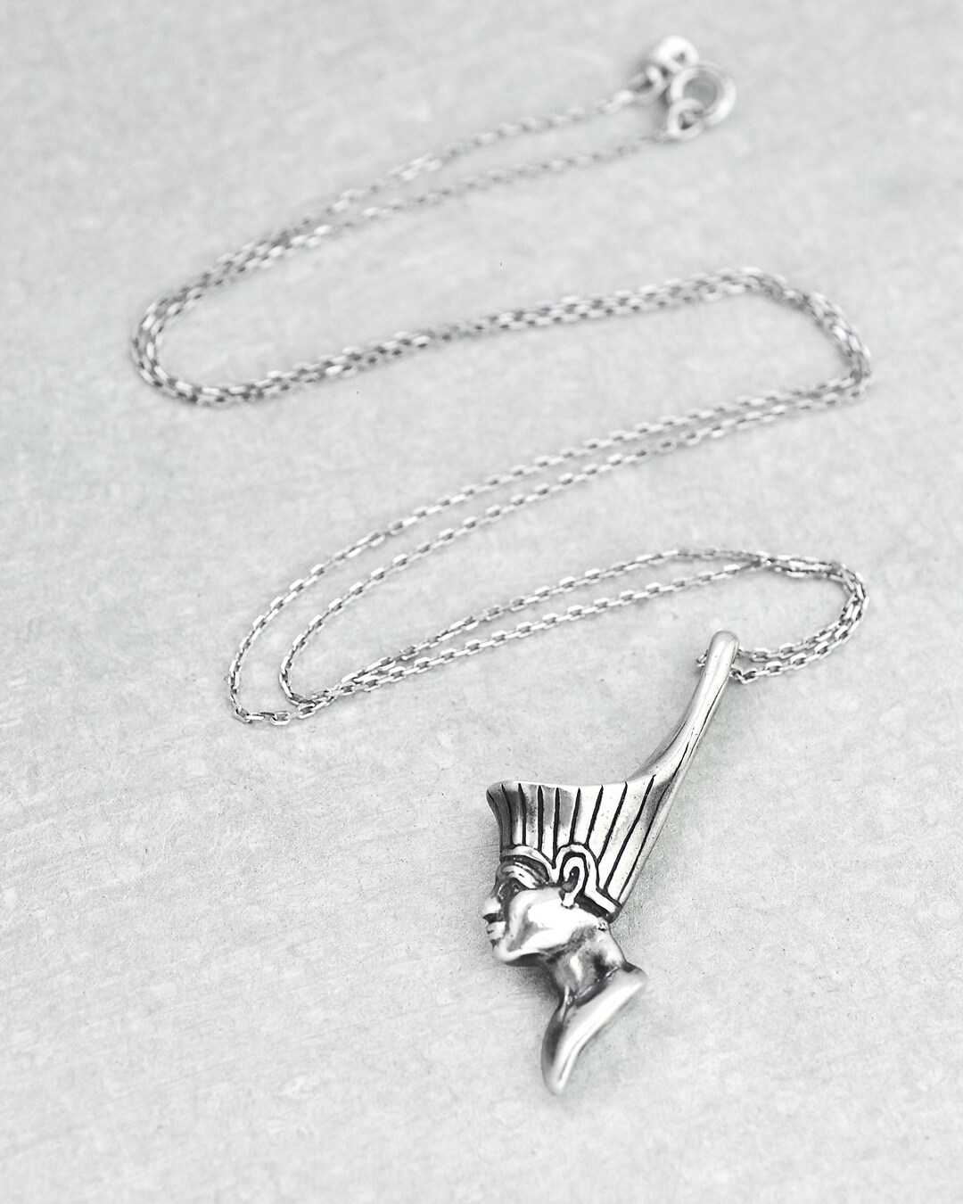 Vintage Egyptian Pharaoh Necklace Sterling Silver Bust of King With ...