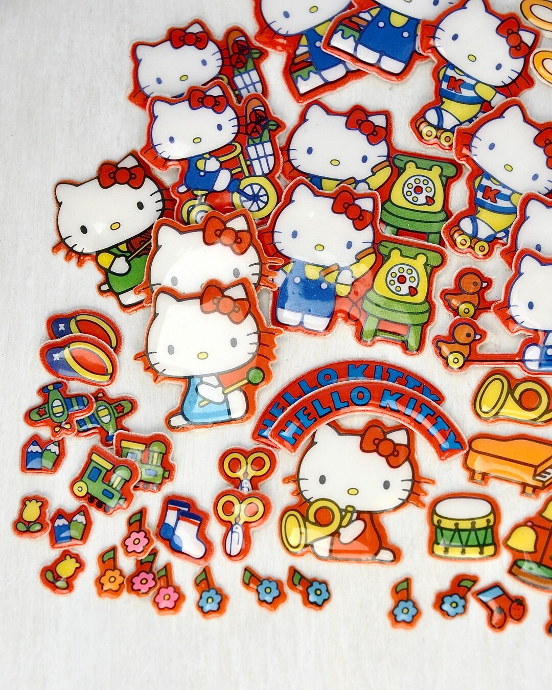 80 Vintage Hello Kitty Stickers - 1970s 1980s Puffy Sanrio Sticker Lot ...