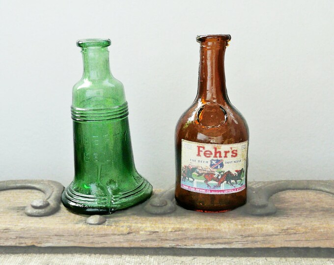 2 Vintage Glass Mini Bottles - Liberty Bell, Fehr's Beer - Etsy