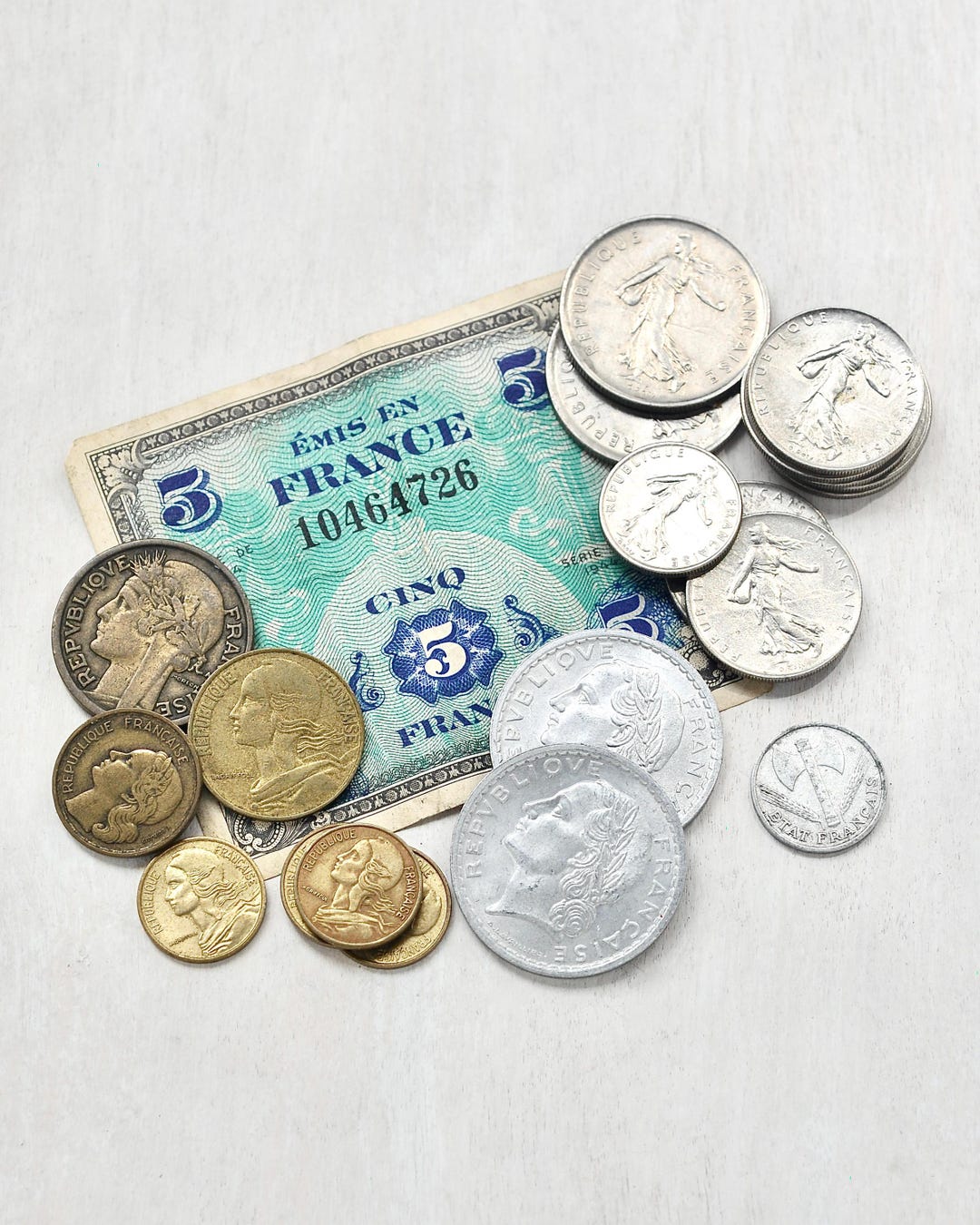 20 Vintage French Coin Lot - 1940s, 50s, 60s, 70s Coins - 5, 20, 50 ...