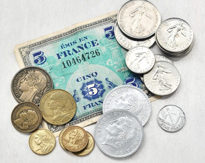 20 Vintage French Coin Lot - 1940s, 50s, 60s, 70s Coins - 5, 20, 50 ...