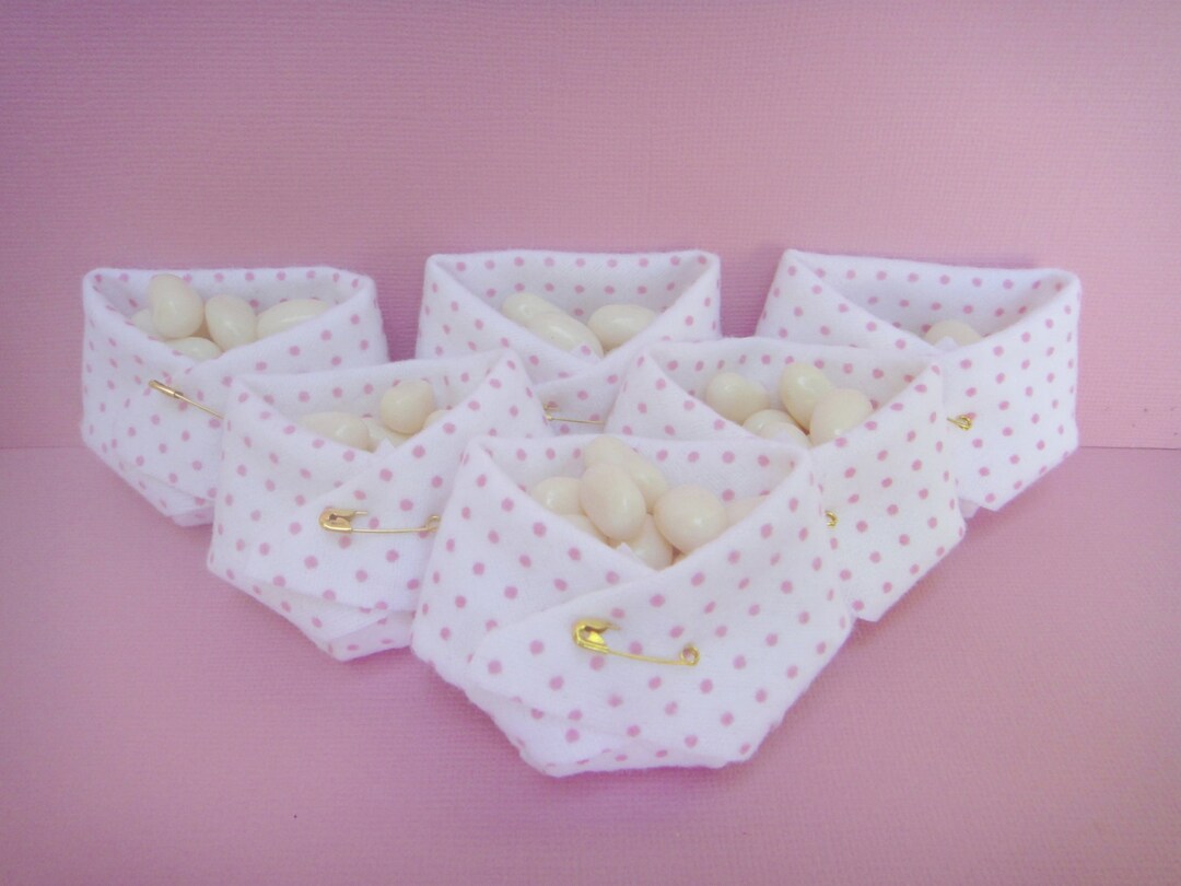 60 Pink Small Polka Dot Mini Diapers for Baby Shower Favors OR Dirty ...