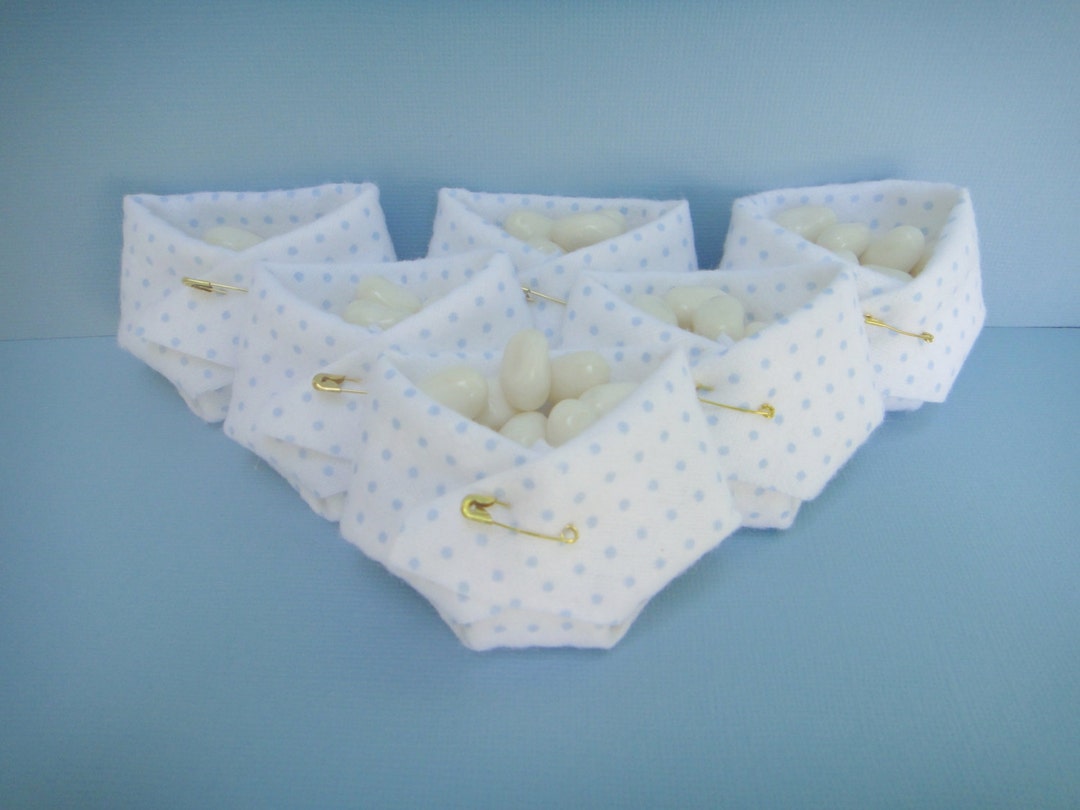 50 Blue Small Polka Dot Mini Diapers for Baby Shower Favors OR Dirty ...