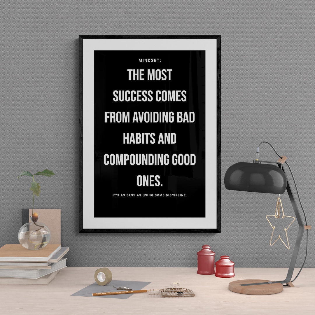 Motivational Wall Art: Avoid Bad Habits, Compound Good - Mindset Print ...