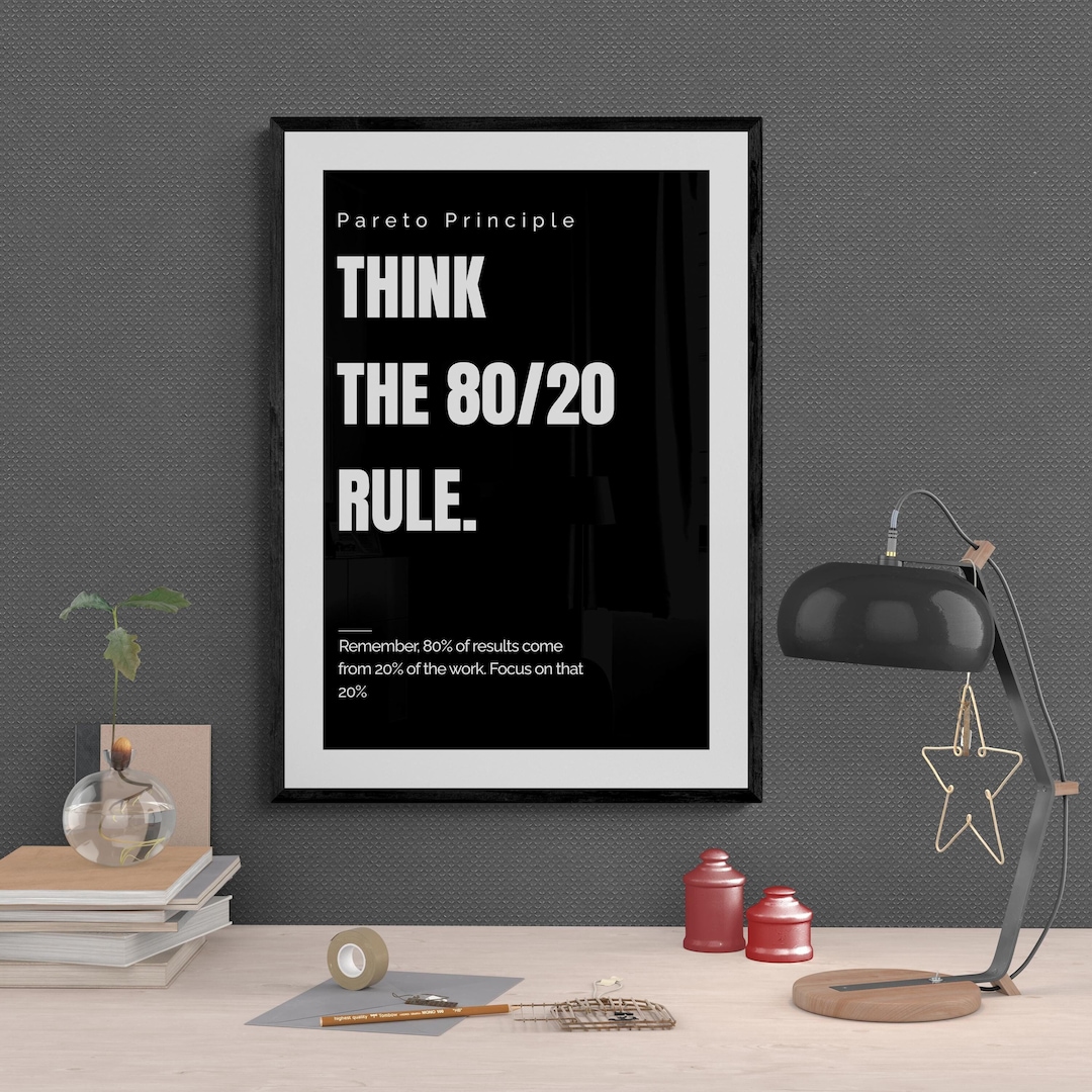 80/20 Rule Poster: Pareto Principle Motivational Wall Decor - Etsy UK