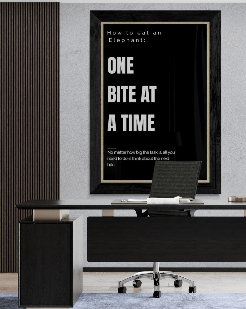 How to Eat an Elephant Seize the Day Motivation Wall Decor Grind Hustle ...