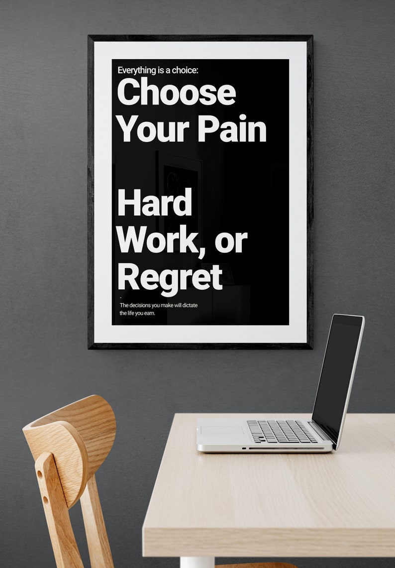 Choose Your Pain Poster | Goals | Seize the Day | Motivation | Bright ...