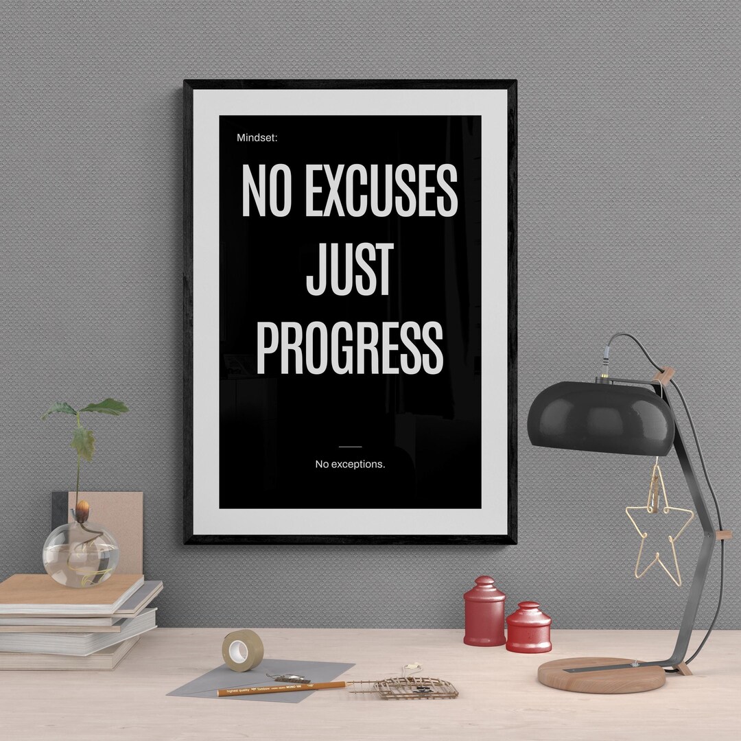No Excuses Just Progress Print: Motivational Wall Art - Etsy