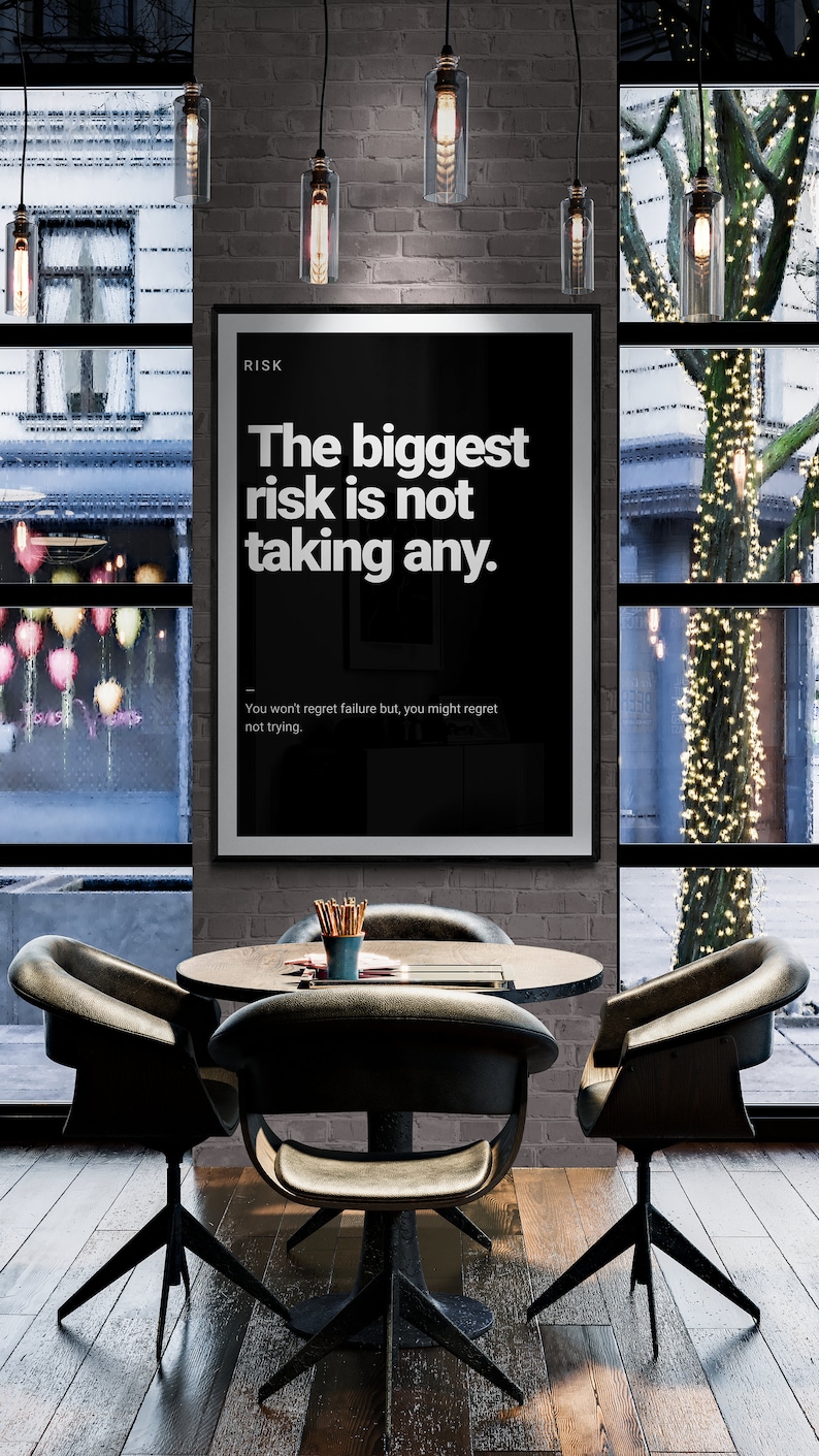 Motivational 'take Risks' Art Print: Gym & Office Decor - Etsy