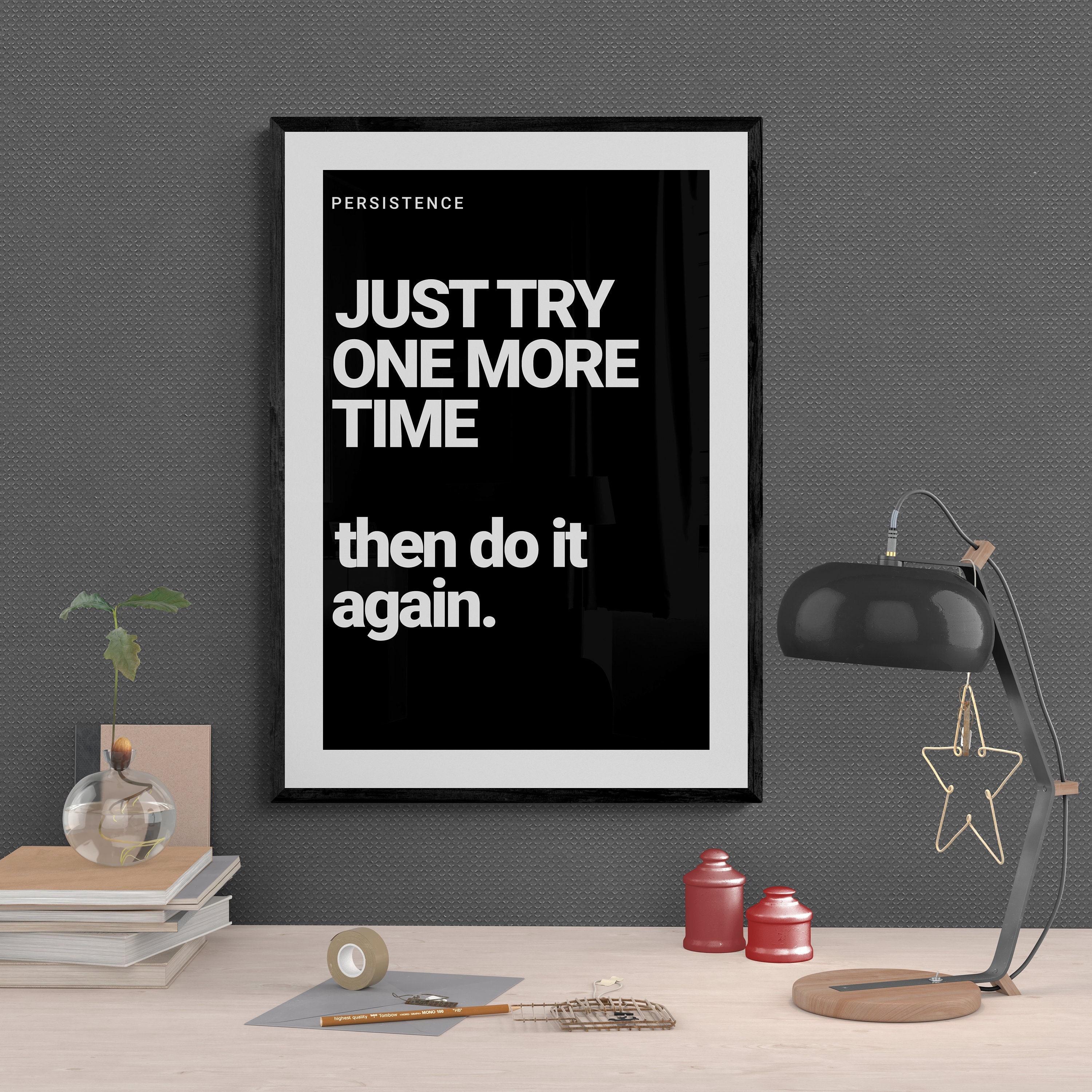 Keep Trying Poster | Goals | Seize the Day | Motivation | Bright | Uplift | Light Wall Decor ...