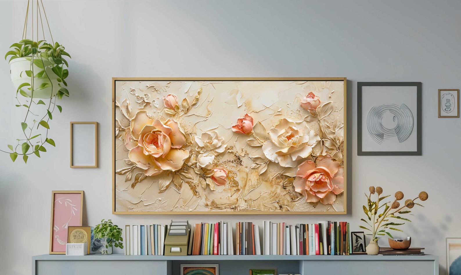 Spring Frame TV Art Instant Download | 3D Pink and Cream Flowers for ...