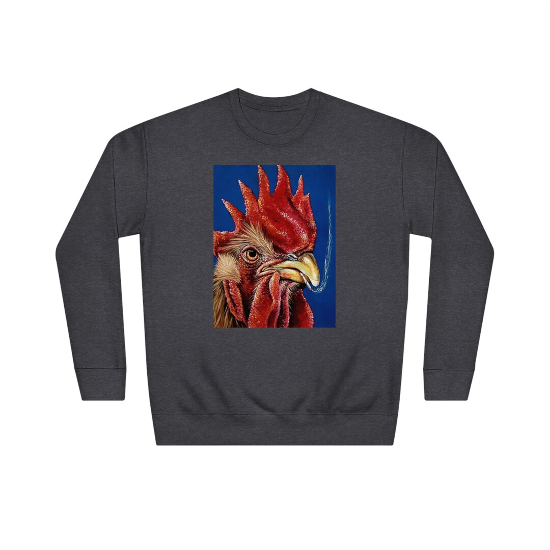 Smoking Rooster Art Sweatshirt - Etsy