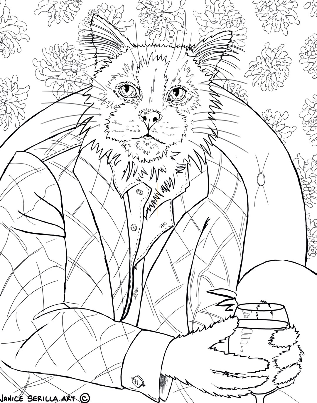Digital Download Coloring Page Harper the Cat in 3 Formats - Etsy