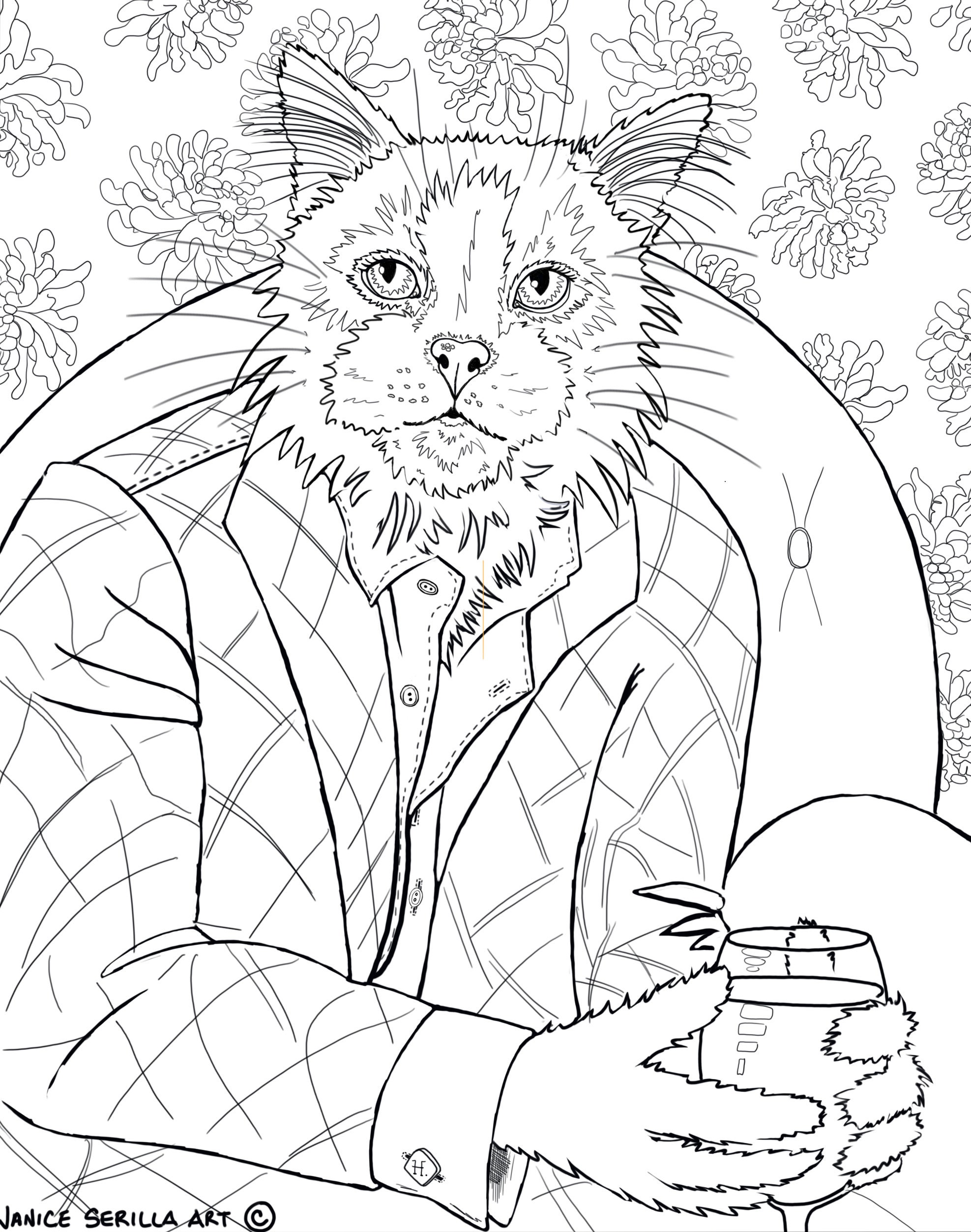 Digital Download Coloring Page Harper the Cat in 3 Formats - Etsy